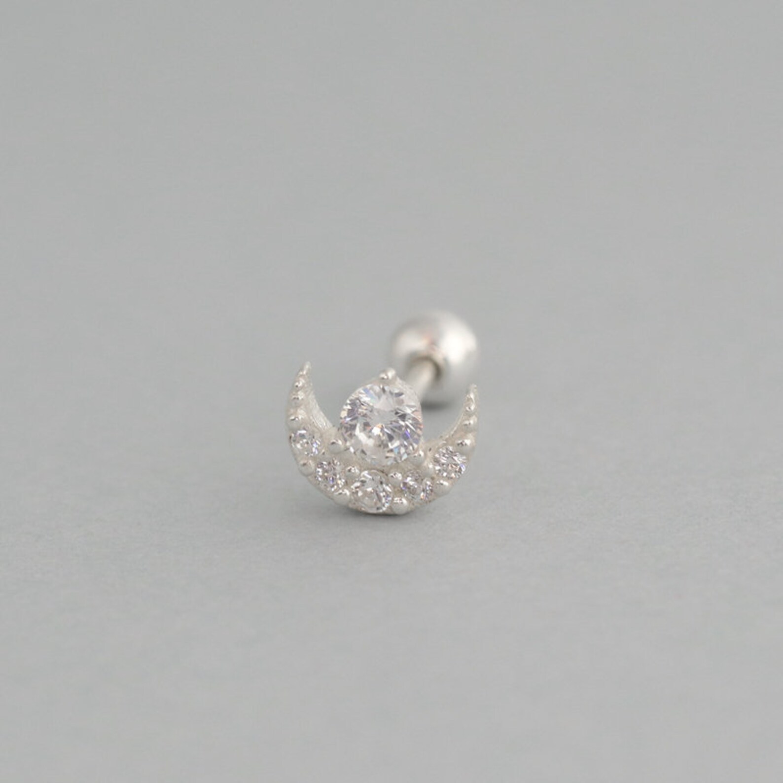 Crescent Moon Stud Piercing Helix Earring 20g Cartilage - Etsy