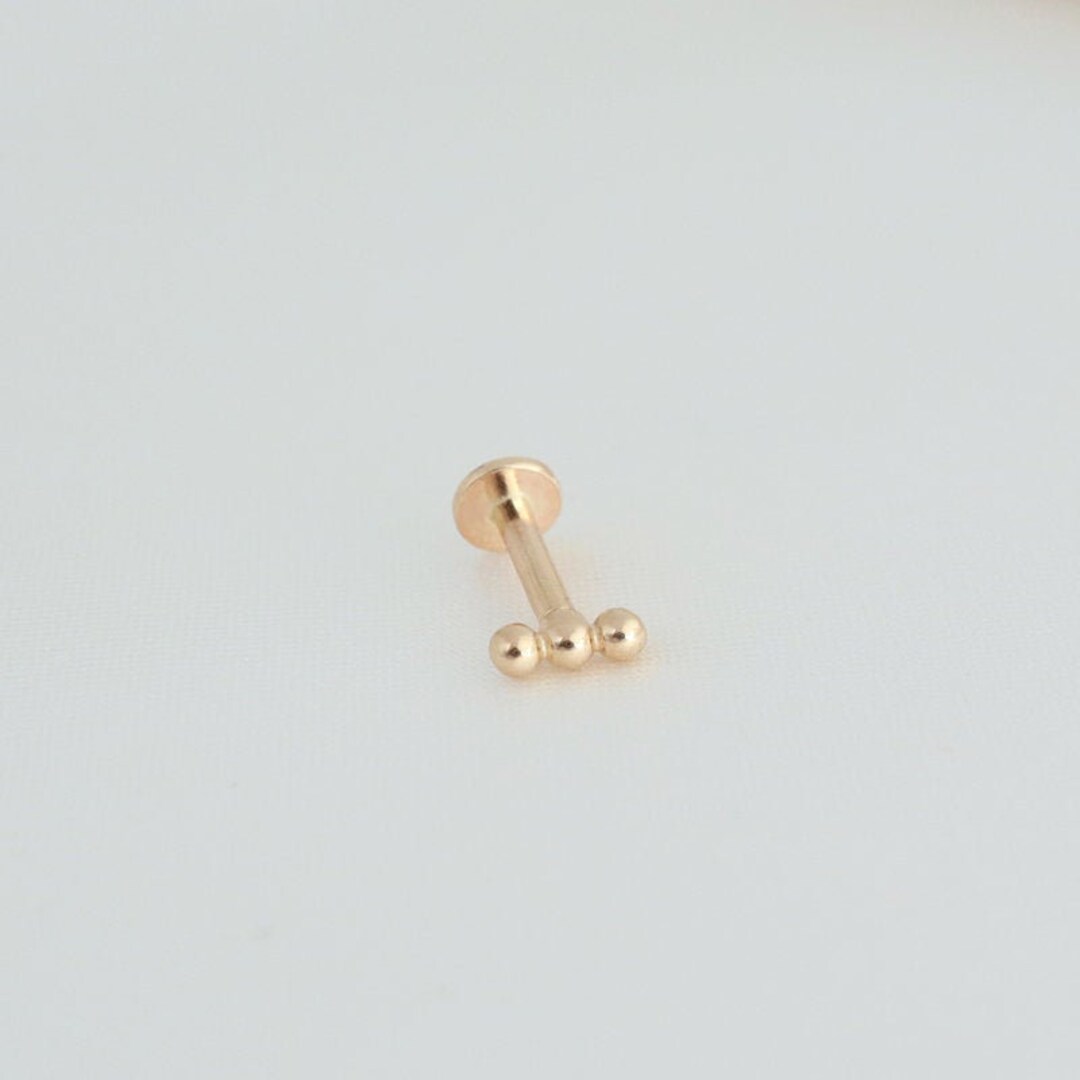 Tragus Piercing 14K Gold Beaded Tragus Earring Tiny - Etsy