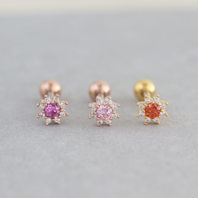 Cartilage Piercing Flower Tragus Piercing Helix Piercing - Etsy