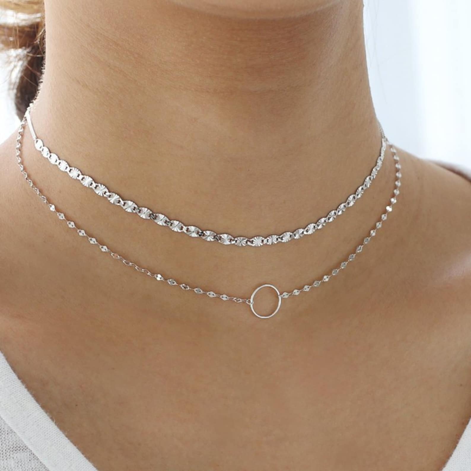 Chain Choker Necklace Sterling Silver Dainty Choker Gold - Etsy