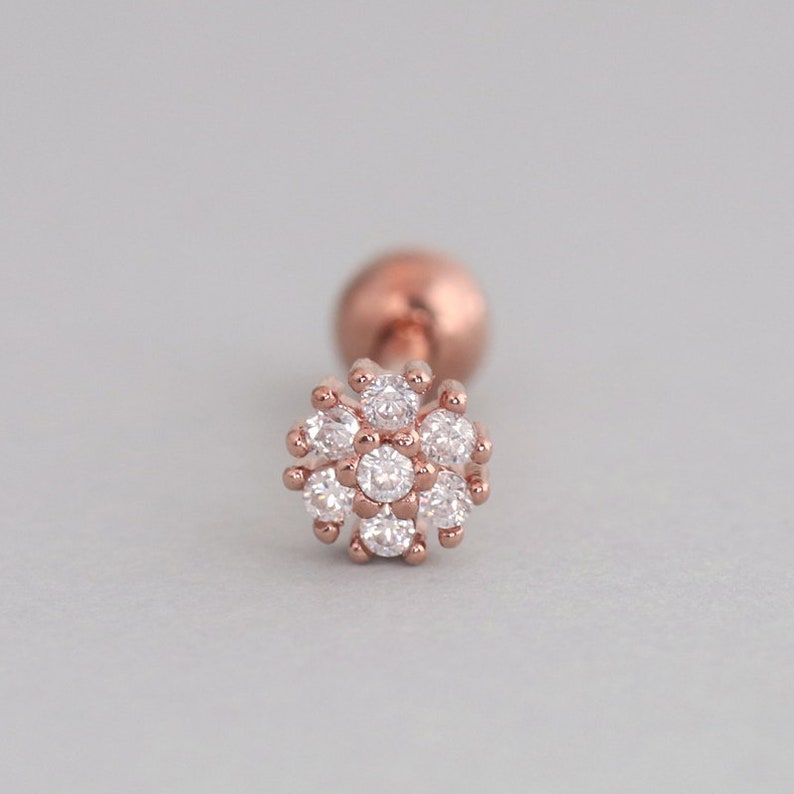 Flower Cartilage Piercing Helix Piercing 16g Cartilage - Etsy