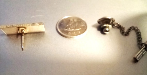 Helicopter Tie Pin / Badge Silver on Black - Gem