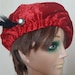 Red Velour Medieval HAT BERET With Feather Tudor Renaissance Artist ...