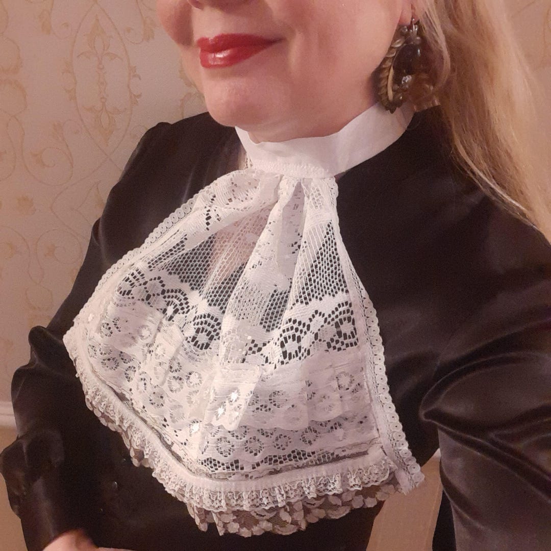White Lace Jabot Victorian Georgian Regency Collar Cravat Fancy Dress ...