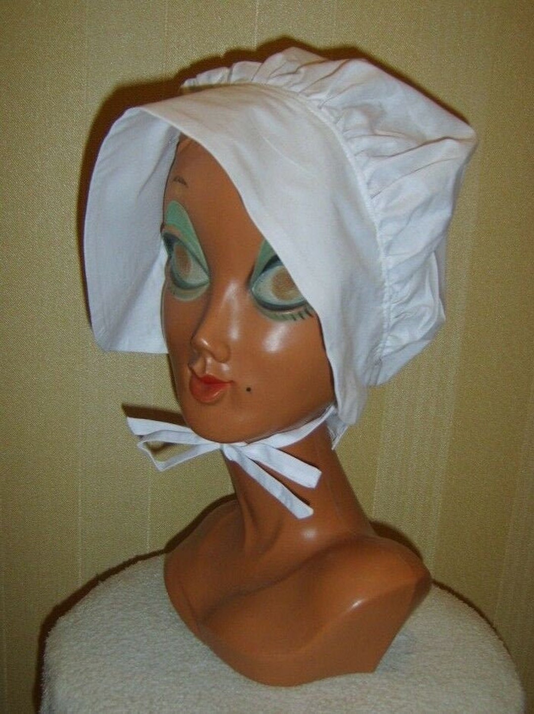 Buy Ladies White Cotton Bonnet Coif Tudor Hat Cap Peasant Elizabethan ...