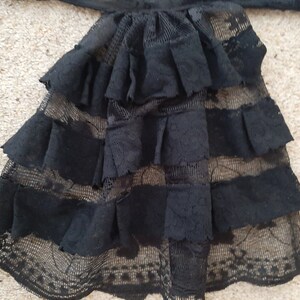 Black Lace Frilly Jabot Victorian Georgian Regency Collar Cravat Gothic ...