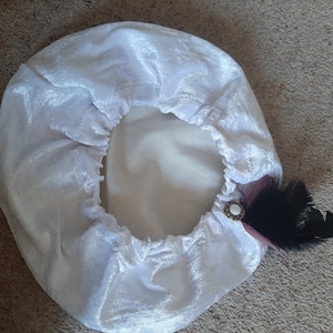 White Velour Medieval HAT BERET With Feather Tudor Renaissance Artist ...