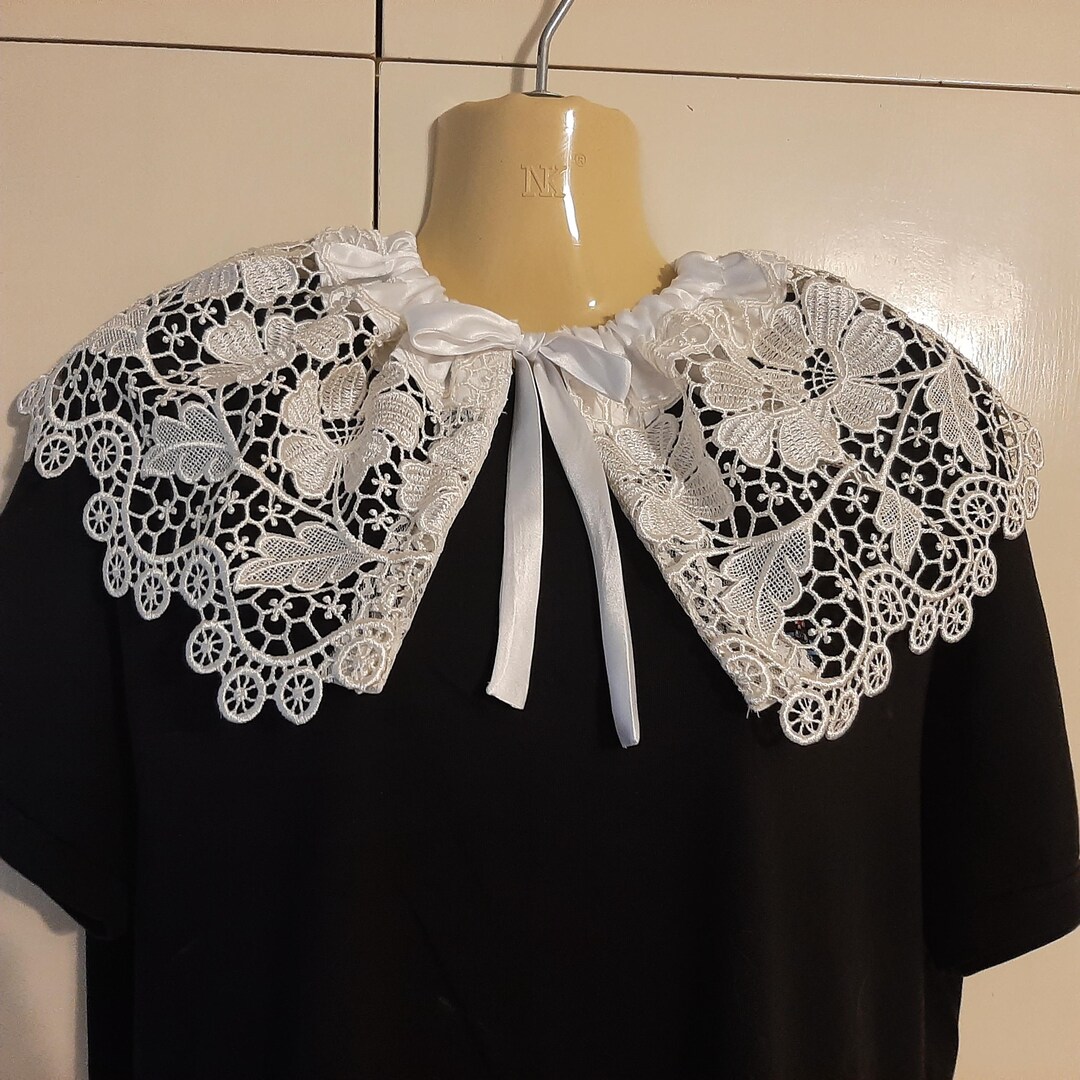 Cream Lace & Satin Neck Ruff Renaissance Collar Detachable One Size New ...
