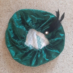 Green Velour Medieval HAT BERET With Feather Tudor Renaissance Artist ...