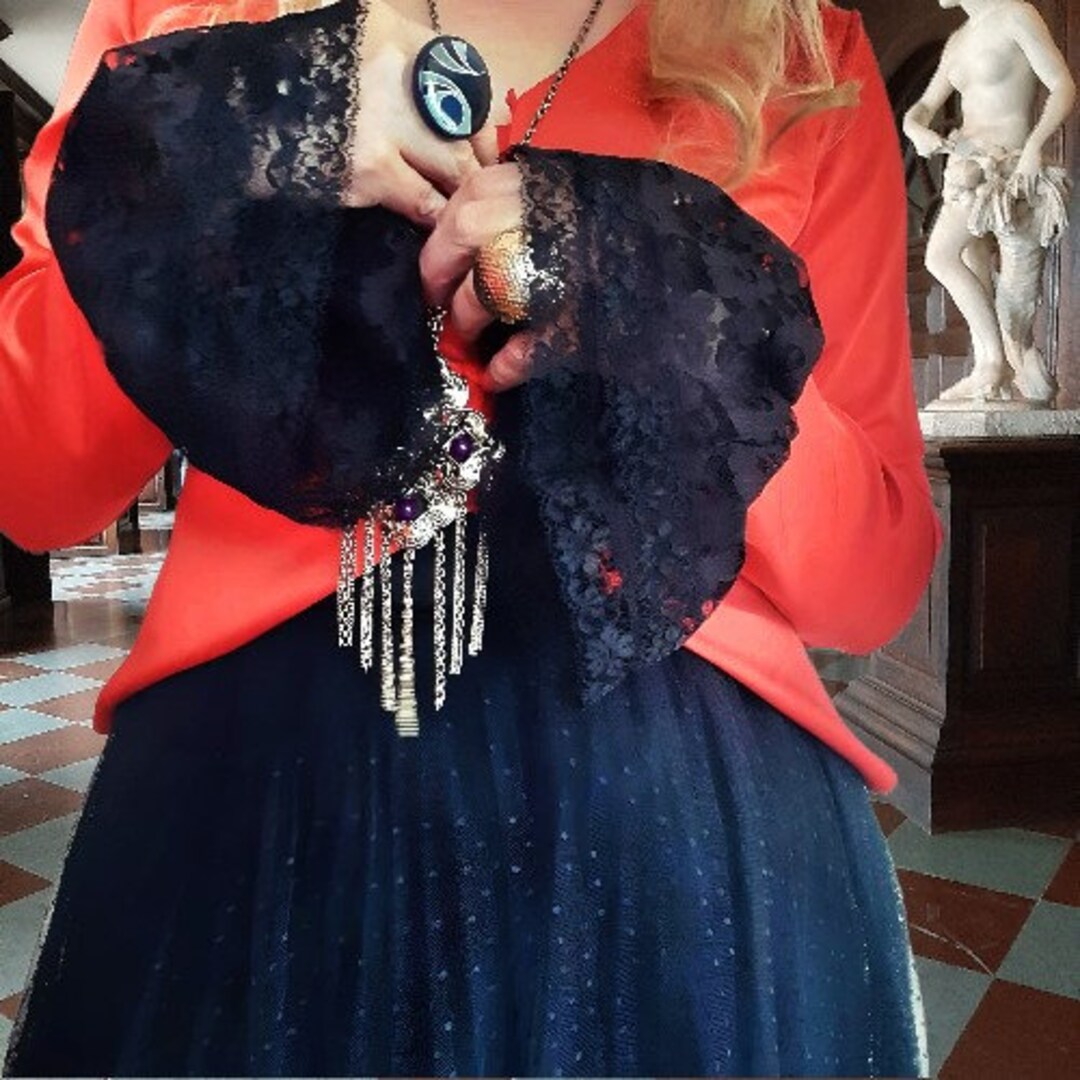 Black Lace Frilly Cuffs Ruffles Victorian Georgian Edwardian Fancy ...