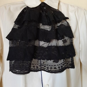 Black Lace Frilly Jabot Victorian Georgian Regency Collar Cravat Gothic ...