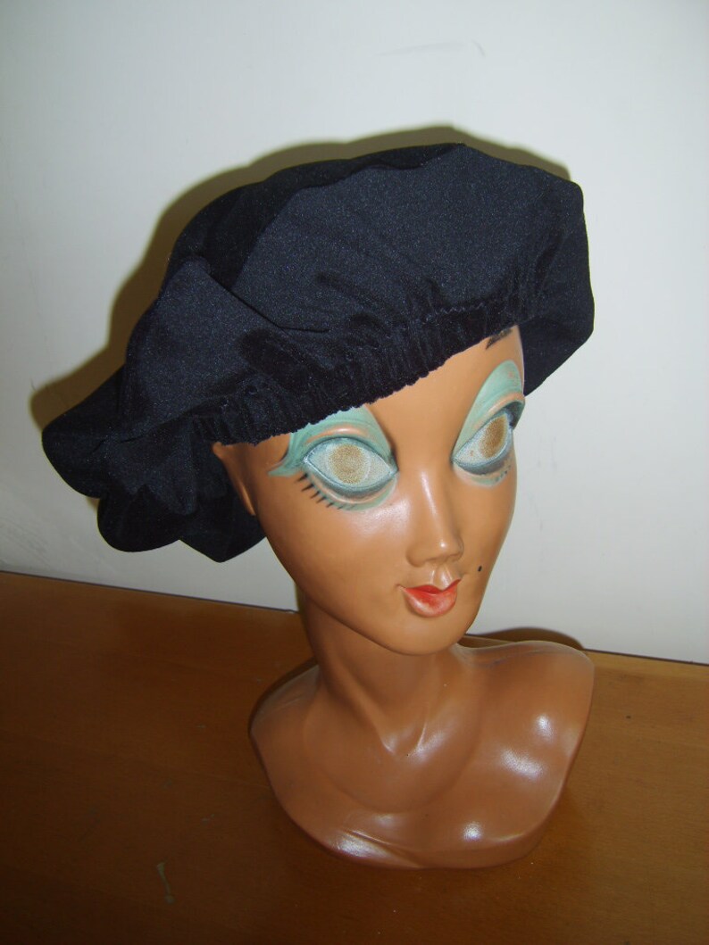 Black Velour Medieval HAT BERET Tudor Renaissance Artist Fancy Dress ...