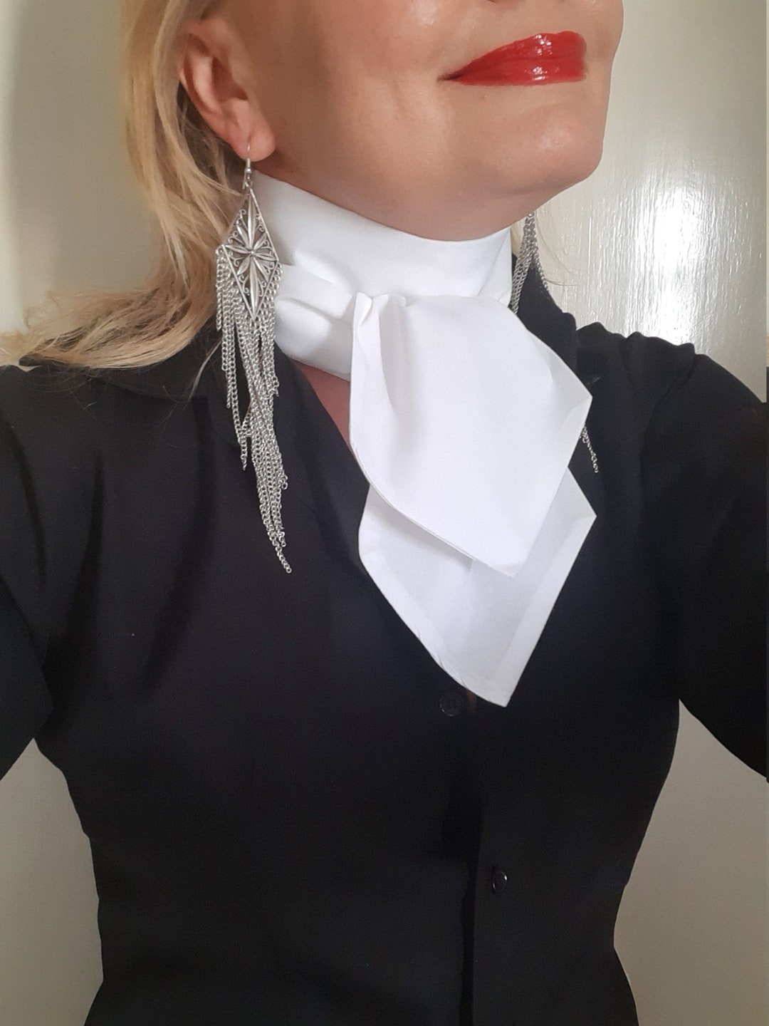 White Cotton Cravat Scarf Collar Victorian Georgian Regency Fancy Dress ...