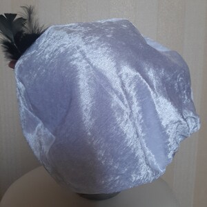 White Velour Medieval HAT BERET With Feather Tudor Renaissance Artist ...