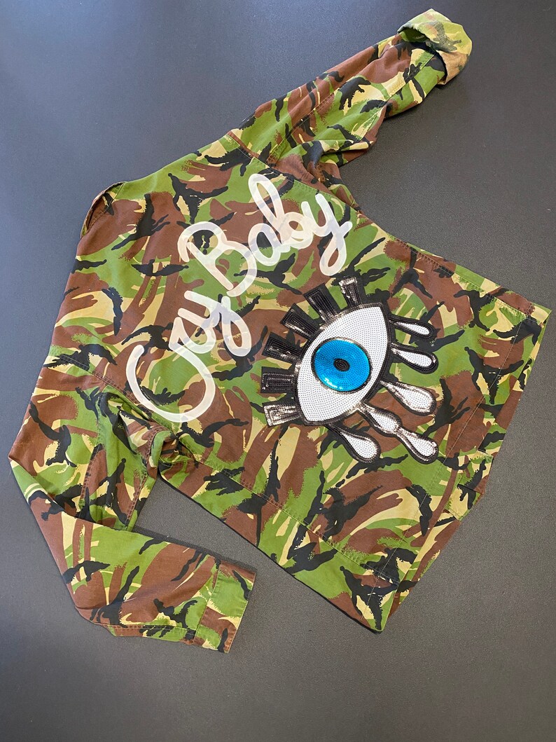 Cry Baby Vintage Army Jacket Camo Camouflage Eye Patch Paillette Sequin ...