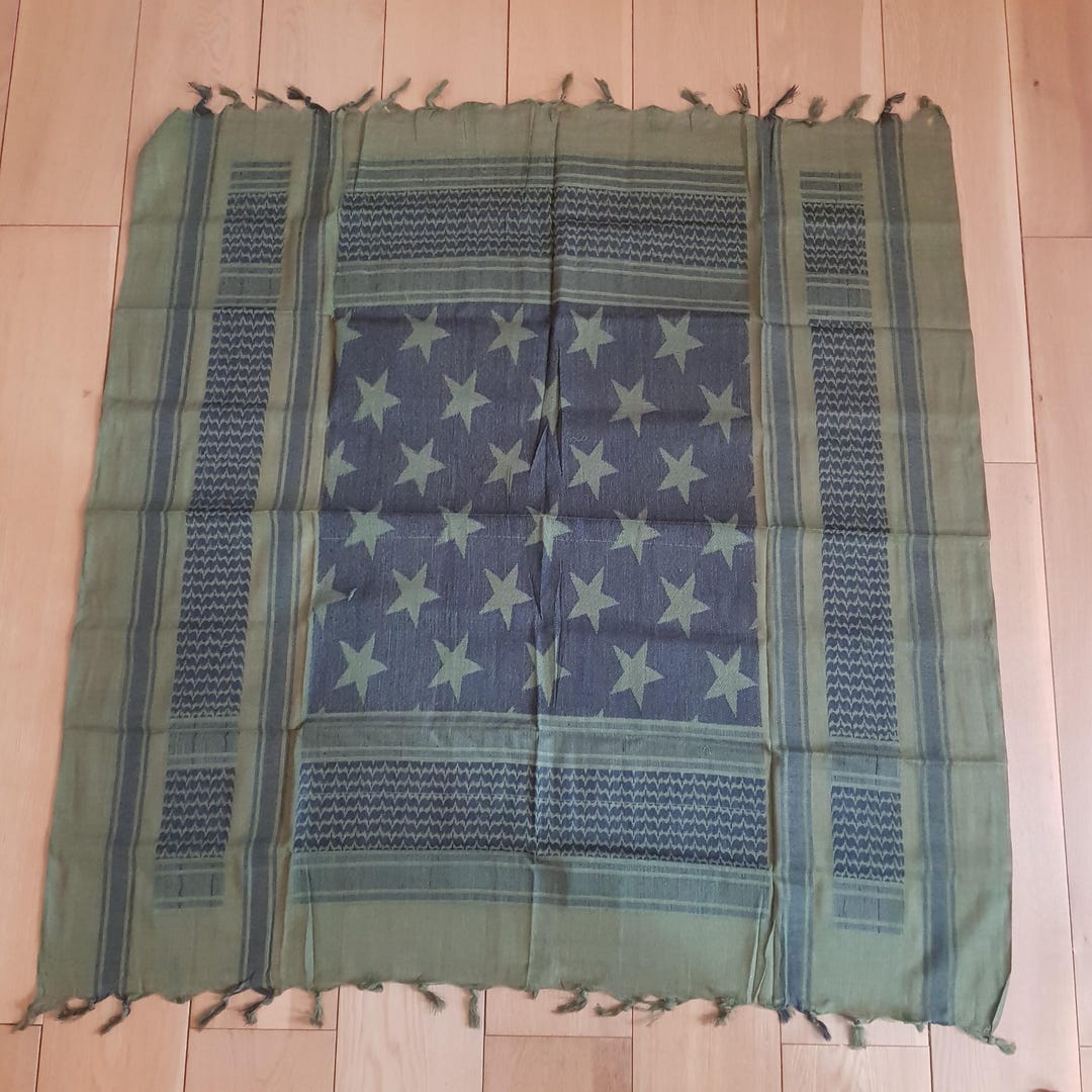 100% Cotton Shemagh Scarf Arab Keffiyeh Green Star Palestinian Scarf - Etsy