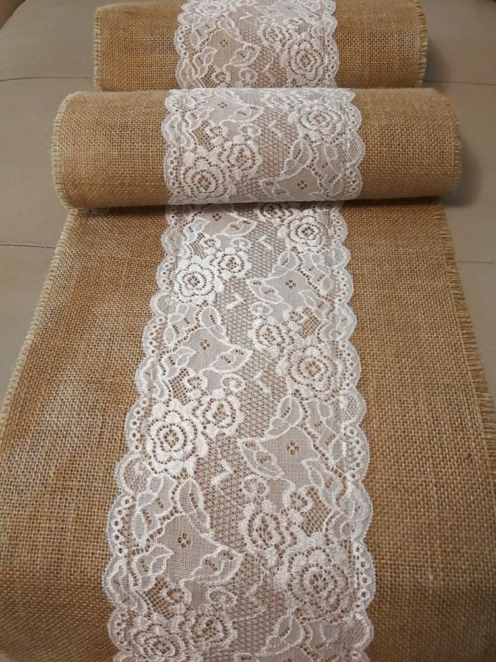Lace Table Runnerburlap Table Runnerwedding Table Runner - Etsy