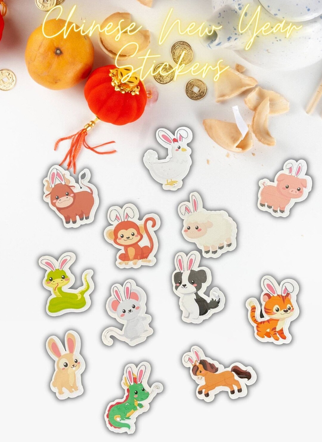 Chinese New Year Zodiac Animal Die-cut Stickers, 12 Chinese Zodiac Die ...