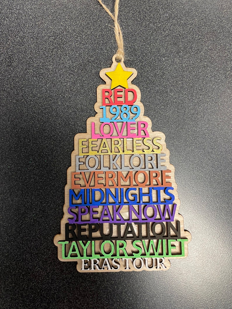 Handmade "eras" Tour Christmas Ornament: Wood Tree, Swiftie Gift - Etsy