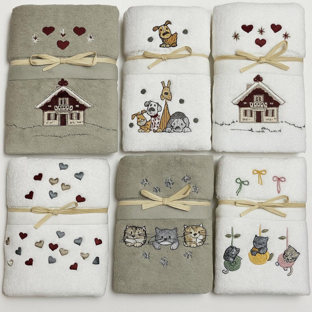 100% Cotton Towel Set (face + Bidet) Made in Italy - Dog-cat-hearts ...