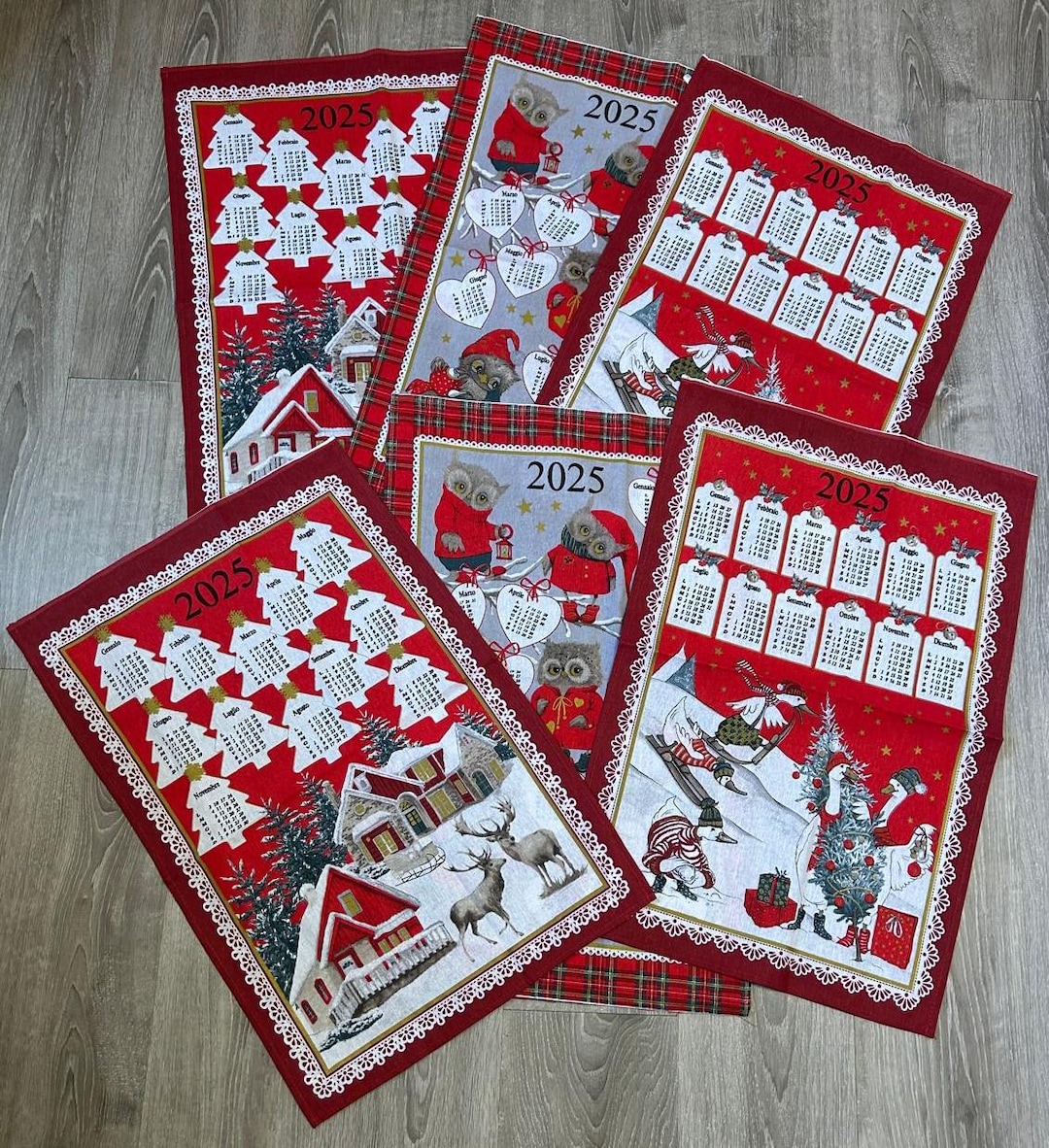 Set of 6 Tea Towels Calendar Tea Towels Dish Towels Size 50 X 70 ...
