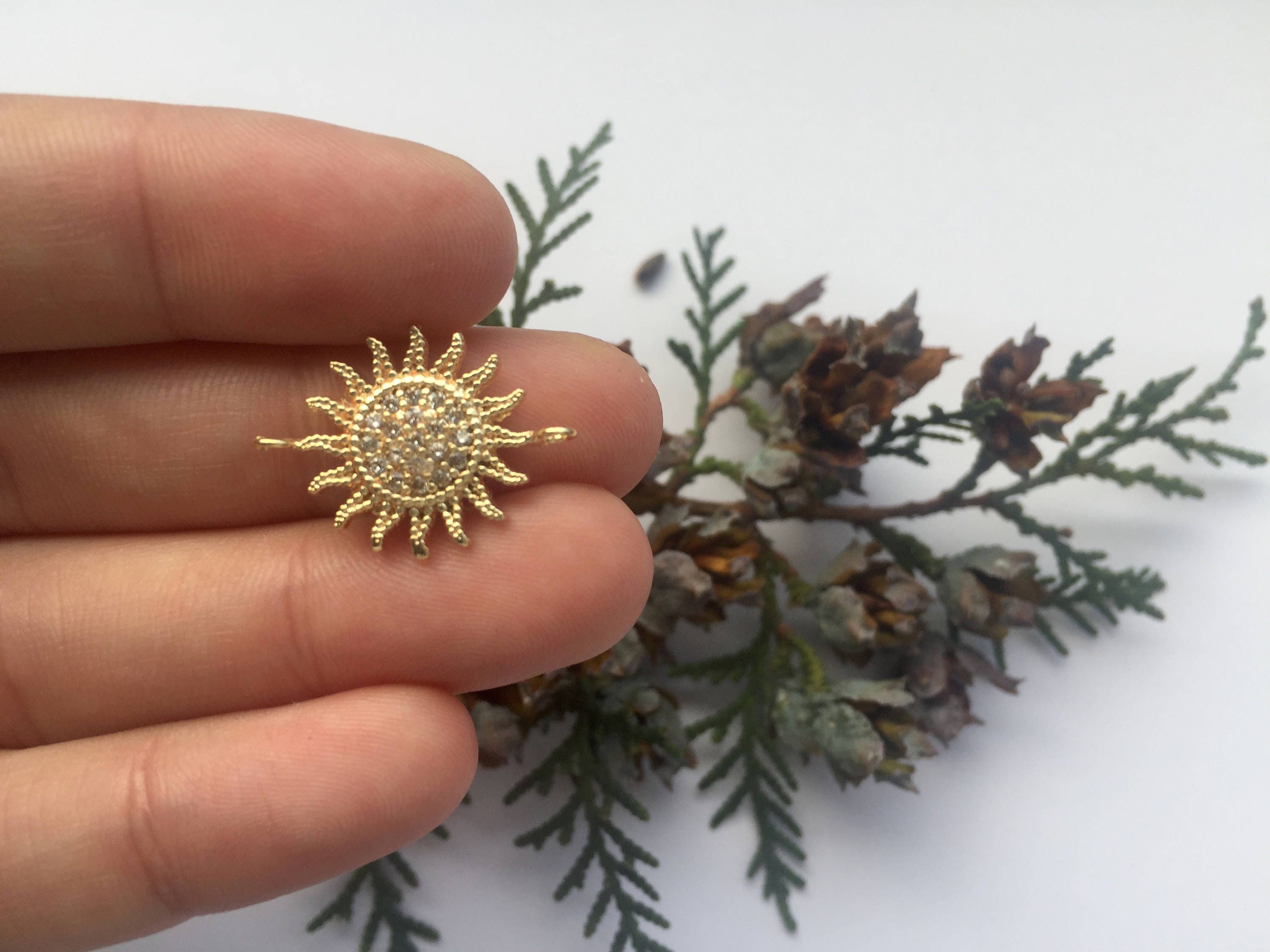 1 x Sun Rhinestone Charm Sun Pendants Sun Metal Charms Sun | Etsy