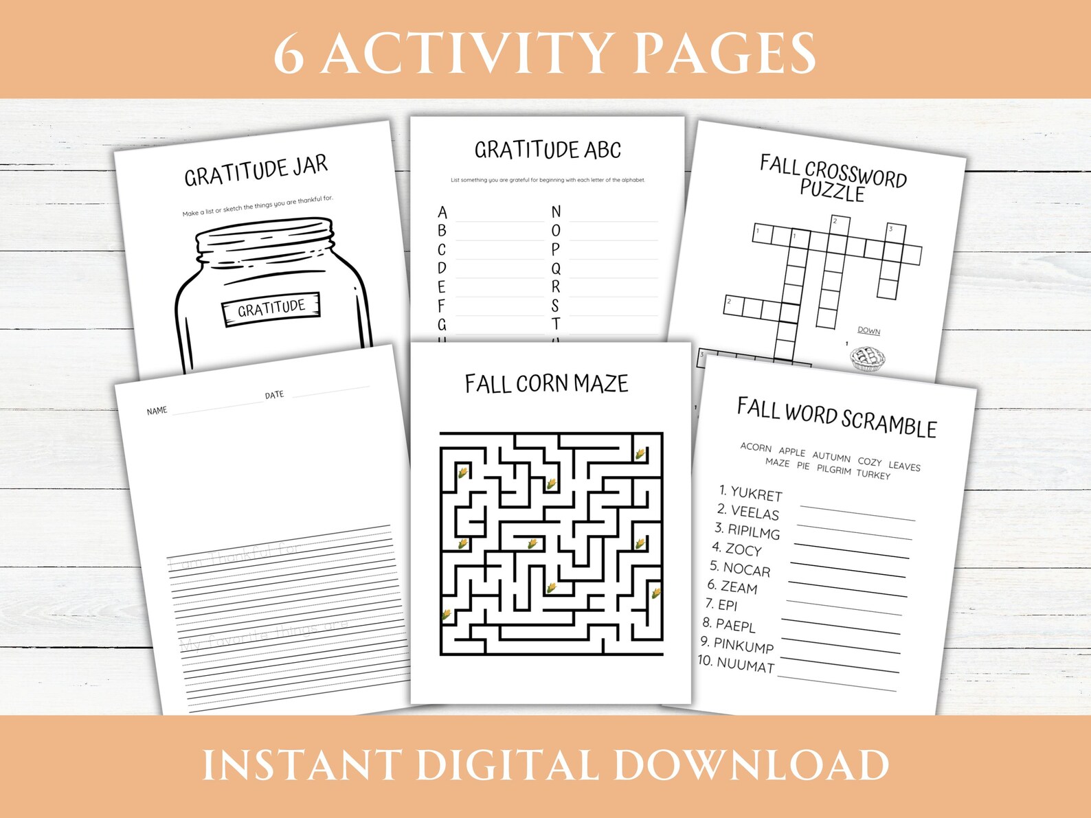 Fall Gratitude Activity Packet, Printable Thanksgiving Activity Pack ...