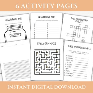 Fall Gratitude Activity Packet, Printable Thanksgiving Activity Pack ...