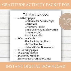 Fall Gratitude Activity Packet, Printable Thanksgiving Activity Pack ...