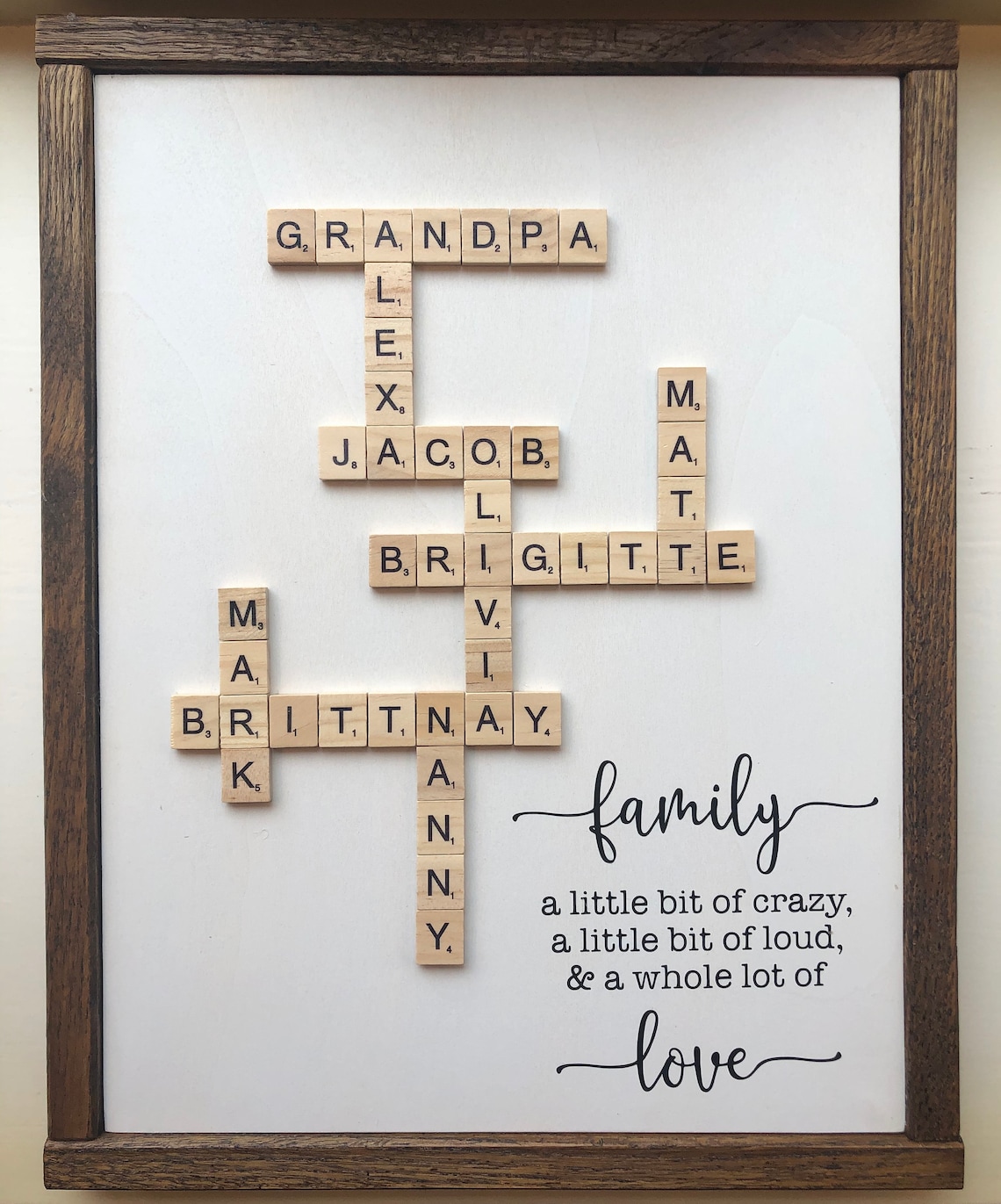Framed Scrabble Art Family Scrabble Sign Gift for | Etsy Canada