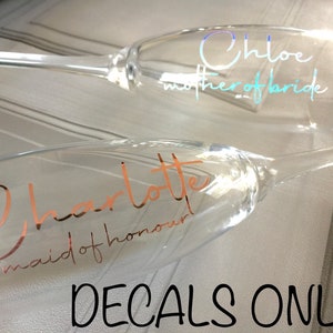 Champagne Flute Decals, Glass Decal, Wedding Decals, Name Decals - Etsy UK