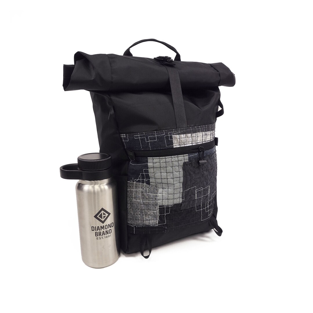 Rolltop Backpack Night Sky Patchwork Black American Boro Zero Waste Up ...