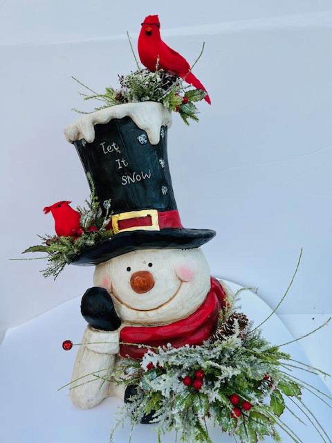 Snowman and Cardinal Centerpiece, Whimsical Snowman, Snowman and ...