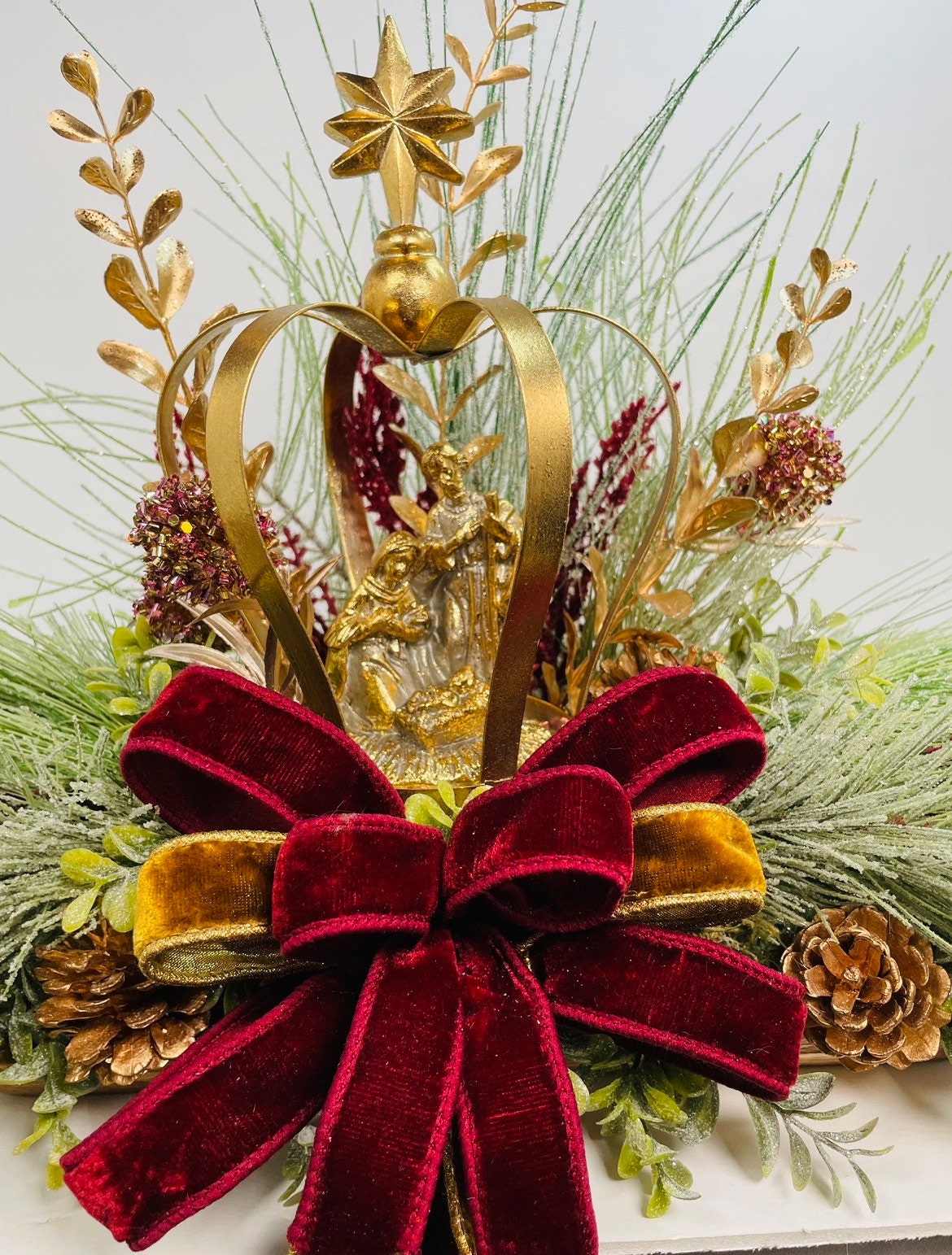 Holy Family Centerpiece, Christmas Nativity Arrangement, Nativity Table ...