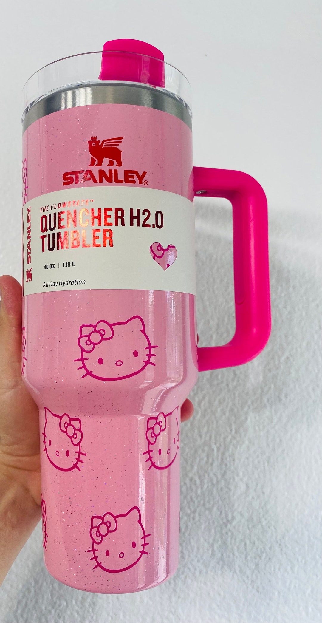Customized Glittered Red Pink Hello Kitty 40oz Stanley Tumbler - Etsy