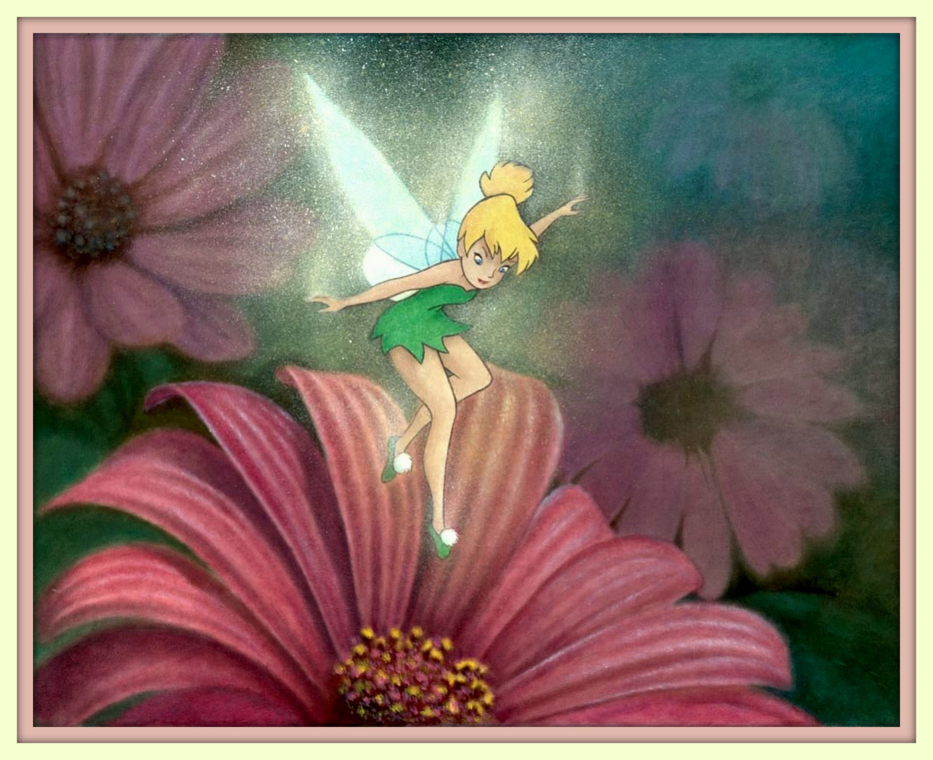 Tinkerbell Tinker Bell on a Flower 11x14 Double Matted 8x10 | Etsy