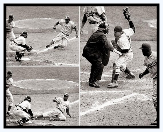 Jackie Robinson Stealing Home Yogi