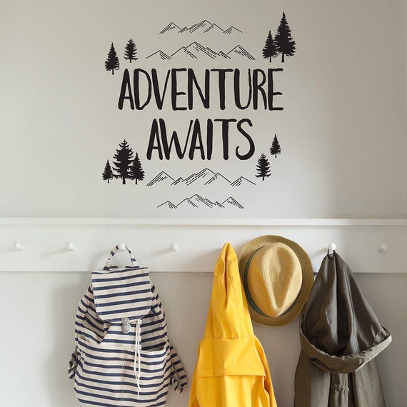 Adventure Awaits Wall Decal Vinyl Sticker Inspirational Wall - Etsy