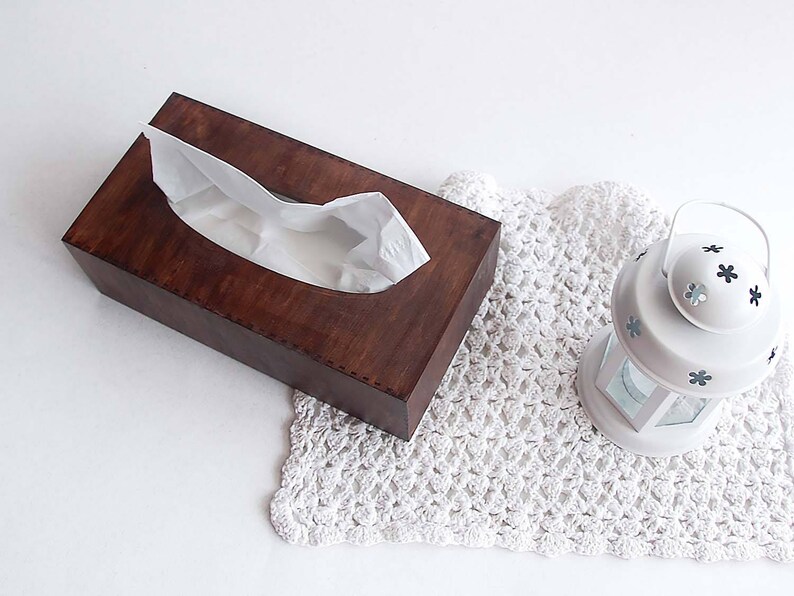 Tissue Box Cover Wood Napkin Holder Rustic Napkins Box Kitchen Storage ...