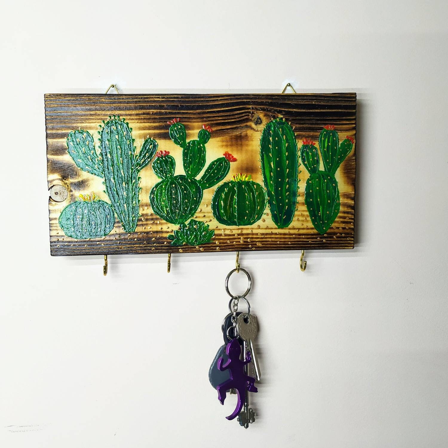 Cactus Key Hanger Wall Organizer Succulent Key Holder for Wall Necklace ...