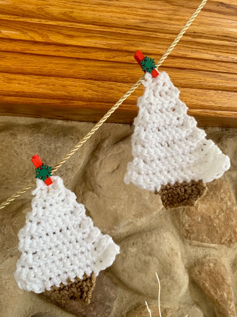 Christmas mini pine trees garland crochet garland crochet | Etsy