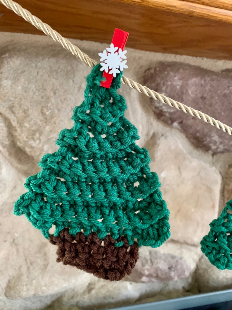 Christmas Mini Pine Trees Garland Crochet garland Crochet - Etsy
