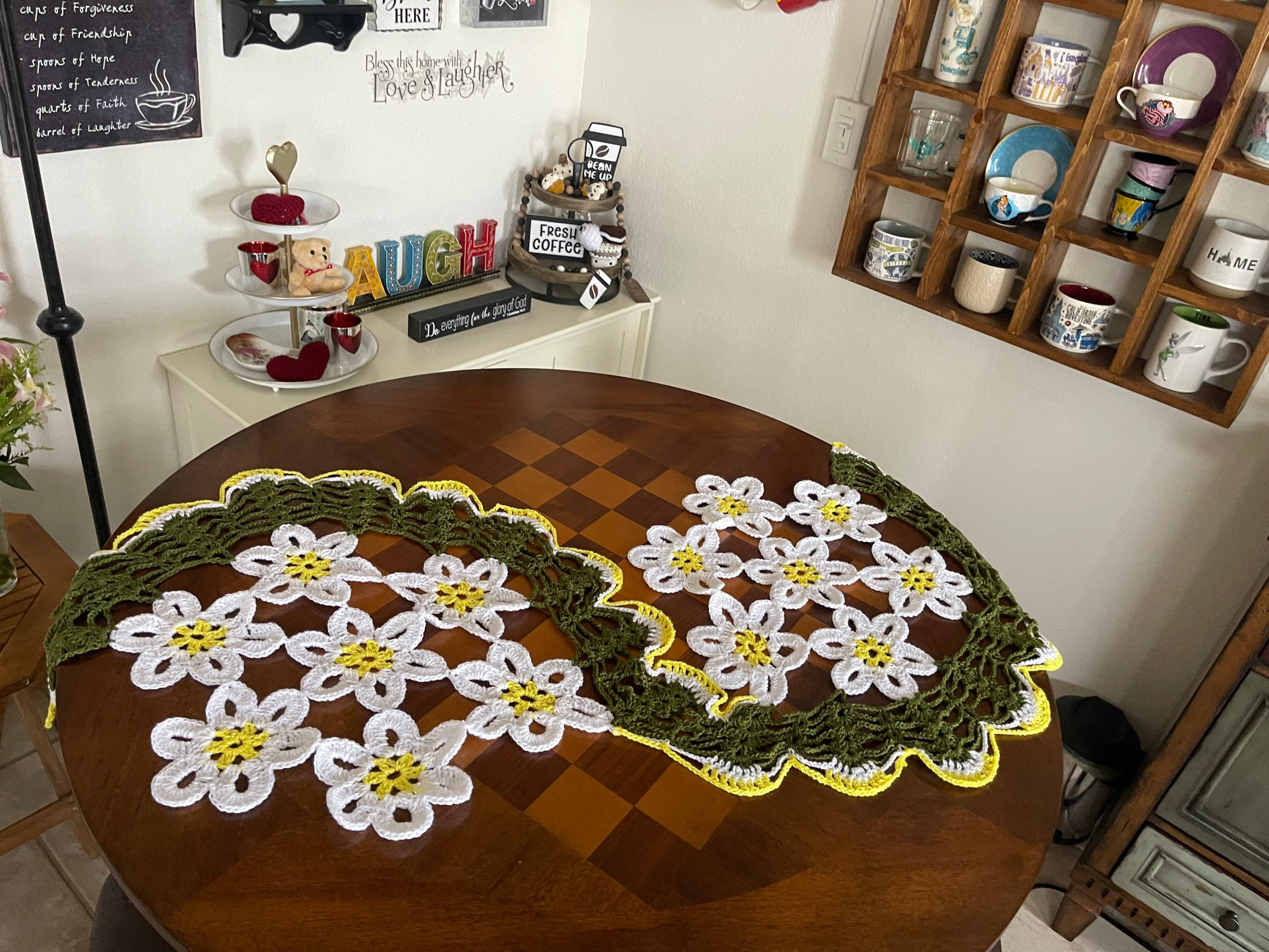 Handmade Crochet Daisy Table Runner: Spring Decor, 53" X 21" - Etsy