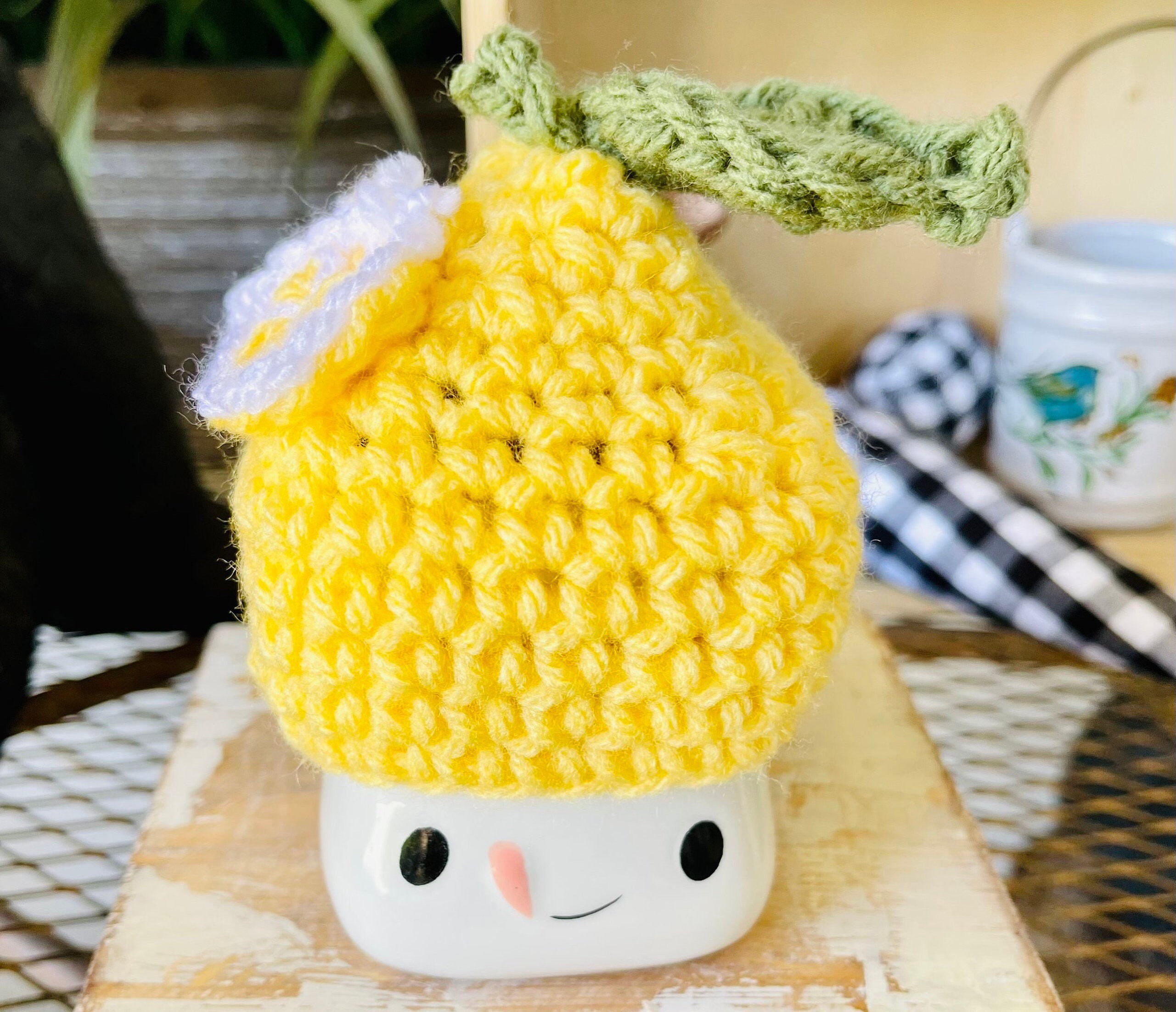 Farmhouse Lemon Hat Marshmallow Decor. Lemon Marshmallow Hat, Lemon Hat ...