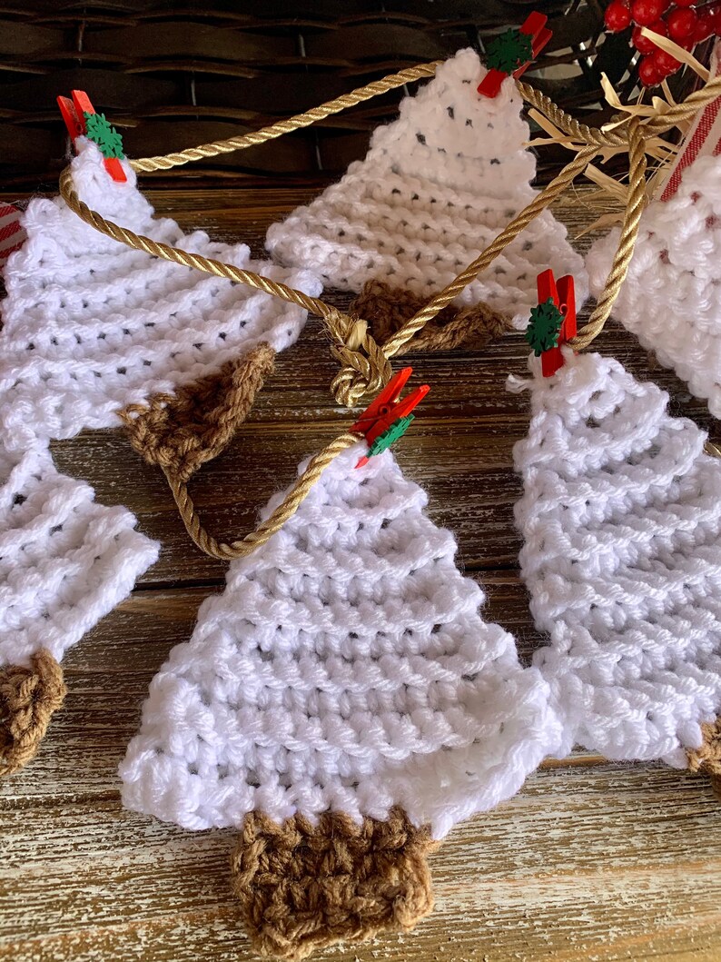 Christmas mini pine trees garland crochet garland crochet | Etsy