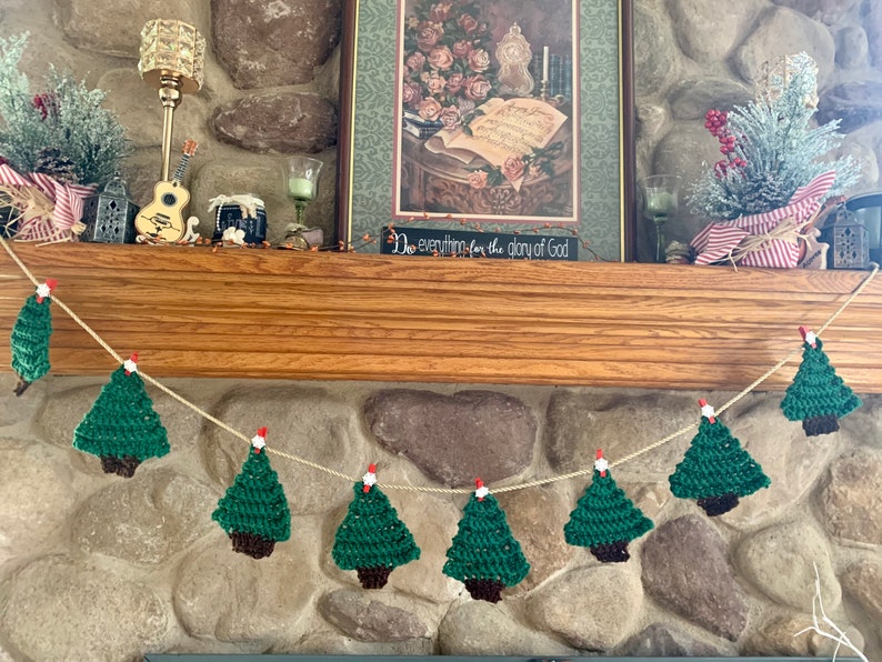 Christmas mini pine trees garland crochet garland crochet | Etsy