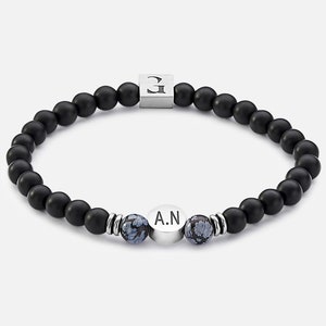 Personalized Engraved Initials Bracelet for Men, Custom Men's Beaded ...