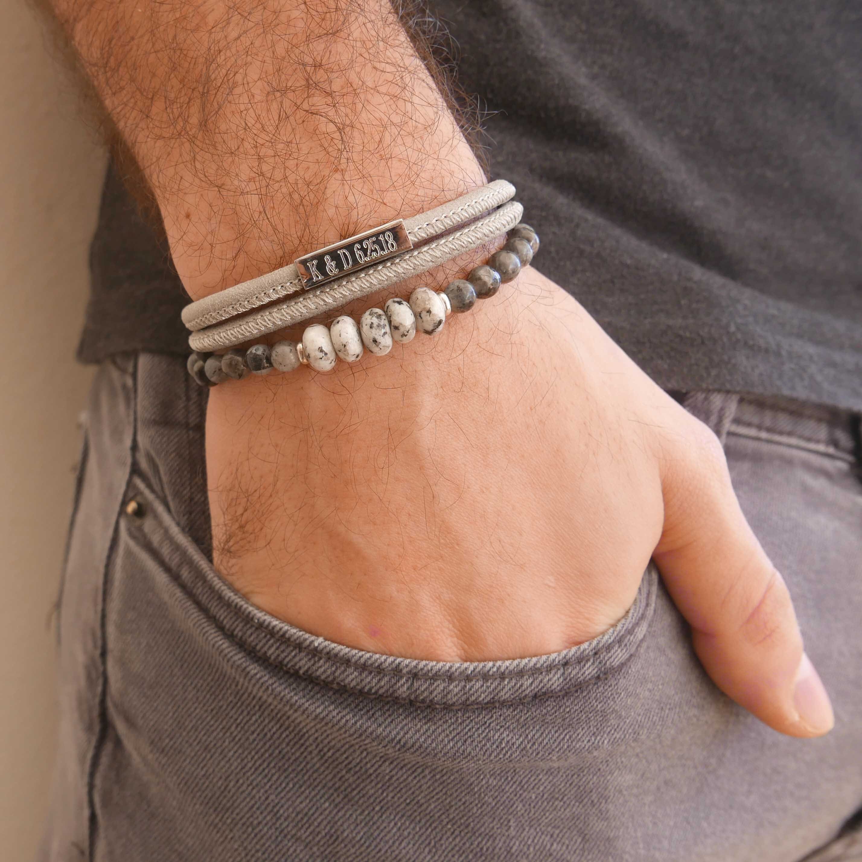 Men's Engraved Bracelet Set Men's Personalized - Etsy