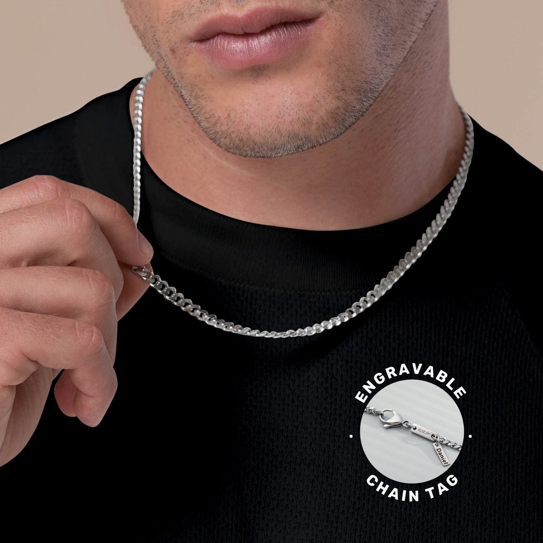 Personalized Stainless Steel Chain Necklace for Men, Custom Men's ...
