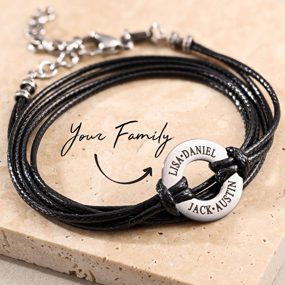 Custom Dad Bracelet, Kids Name Bracelet, Fathers Day Gift, Engraved ...